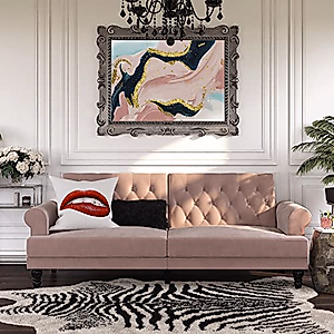 Novogratz Cassidy Upholstered Futon, Blush Velvet