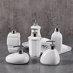 Soap Pump Dispenser Bathroom Ceramics Shampoo Liquid Soap Dispenser Shower Gel Kitchen Bottle Lotion Home Portable Pump Soap Foam Fixture Bottles Dispenser (Color : E)