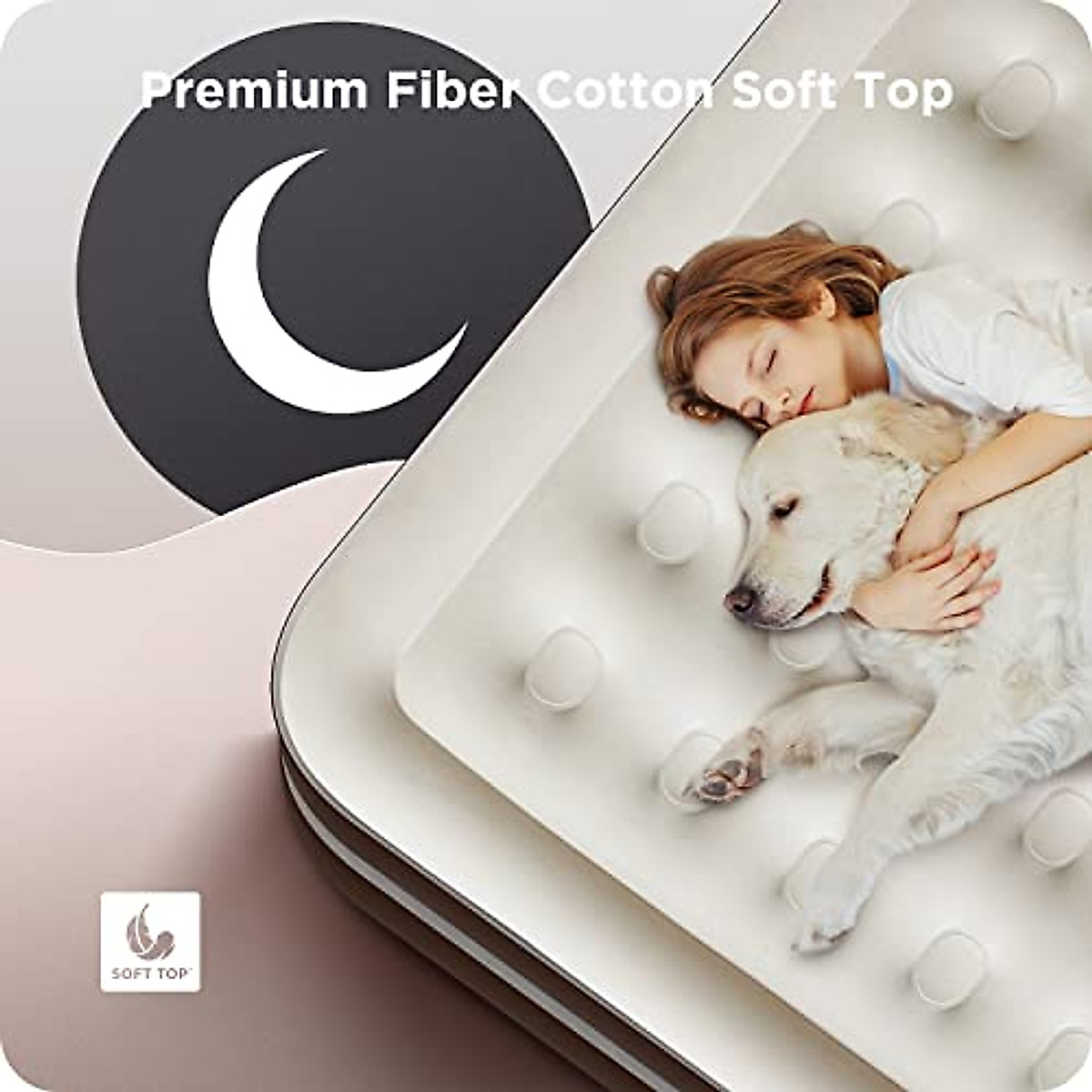 Ciays Camping Air Mattress Leak Proof Airbed with USB Rechargeable Pump Queen Air Mattress with Carrying Bag for Home Camping SUV Truck RV Tent