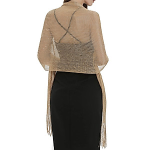 YGR Women’s Sparkling Metallic Shawls and Wraps for Evening Party Dresses, Gold