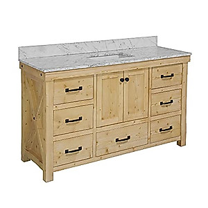 Kitchen Bath Collection Tuscany 60-inch Single Bathroom Vanity (Carrara/Driftwood): Includes Driftwood Cabinet with Authentic Italian Carrara Marble Countertop and White Ceramic Sink