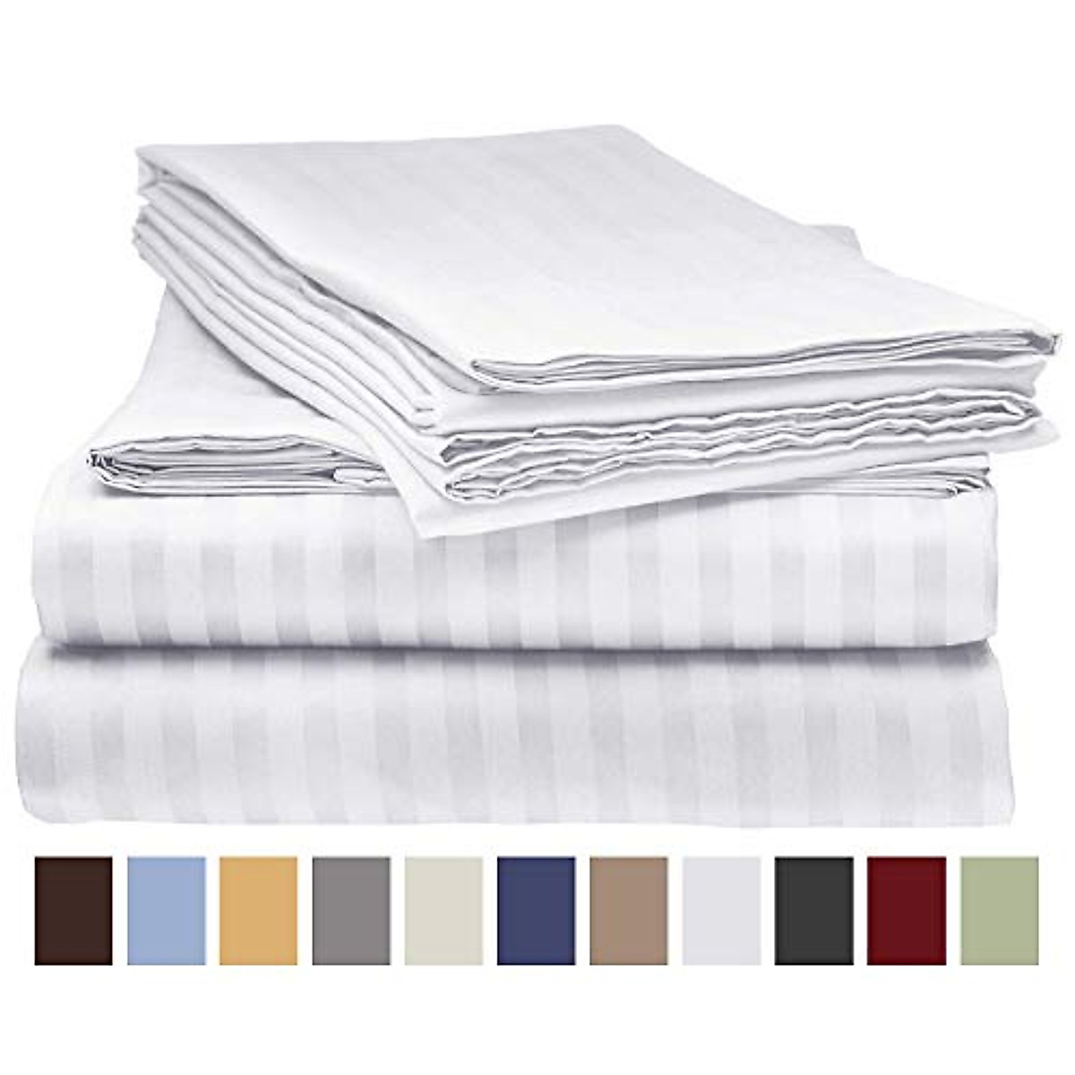 Cotton Home Depot Twin Collection Bed Sheet Set 30 Inch Deep Pocket 4-Piece Bedding Set - Wrinkle, Stain, Fade Resistant - White