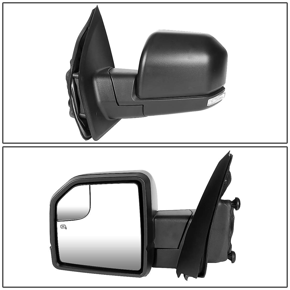 DNA Motoring TWM-058-OE-T888-BK-CL-L Powered+Heated+LED Signal Puddle Light Factory Style Side Mirror Left Compatible With 15-18 F-150 with 22-Pin Plug