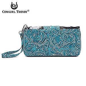 Western Style Camouflage Concealed Carry Purse Buckle Country Studs Women Handbag Shoulder Bag Wallet Set (Turquoise Set)