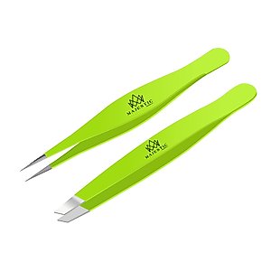 Majestic Bombay Fine Point + Slant Tweezers for Women and Men – Splinter Ticks, Facial, Brow and Ingrown Hair Removal–Sharp, Needle Nose, Surgical Tweezers Precision best tweezers for chin hair