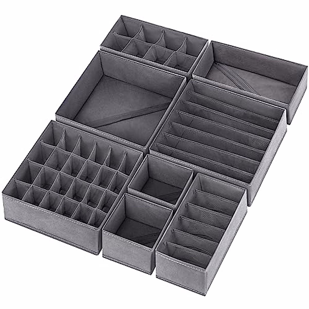 8 Pack Drawer Organizers for Clothing, Drawer Organizer Clothes Fabric Foldable Underwear Organizer, Dresser Organizer Closet Storage Dividers Bins for Storing Sock, Bra, Panty, Scarf, Belt, Ties