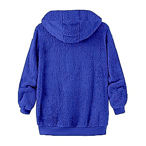 Womens Winter Coats Shaggy Teddy Coat Fashion Zipper Jacket Casual Long Sleeve Jackets Plus Size Outwear with Hood Winter Coats for Women