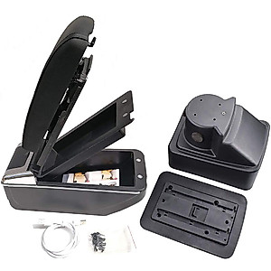 N2Qnice Armrest for Ford Fiesta Armrest Box Car Centre Console Storage Box Arm Rest with Charging Function 7 USB Ports Double-Space