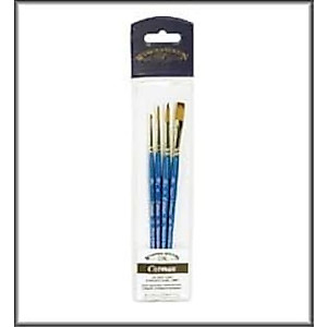 Winsor & Newton Cotman Short Handle Brushes, Set of 4, (Round 1, 4, & 6, One Stroke 3/8")