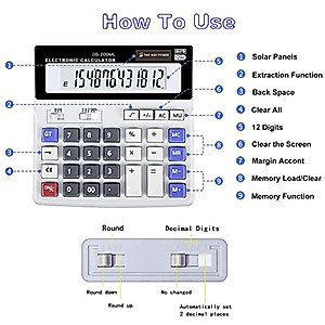 Large Desk Calculator, Basic Scientific Calculators Desktop, 12 Digits Battery Dual Power Mechanical Calculator with Big Button Large Display, 4 Function Financial Calculator for Kids (Grey)