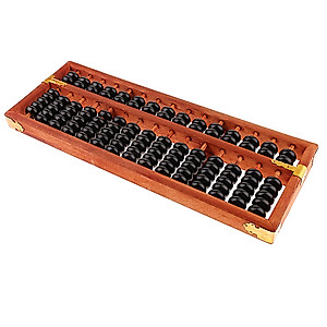 MonkeyJack 15 Column Vintage Chinese Wooden Bead Arithmetic Abacus with Box for Children Adults Gift