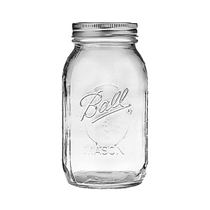 Regular Mouth Quart 32-Ounces Ball Mason Drinking Jar With Ball Sip & Straw Lid - Fits Regular Mouth Mason Jars - For Smoothies, Milk Shakes, Protein Shakes, Iced Coffee, Tea & Dishwasher Safe