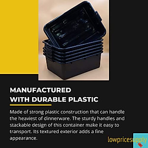 6 PACK 20" x 15" x 7" Black Polypropylene Bus Plastic Restaurant Dishwasher Tub