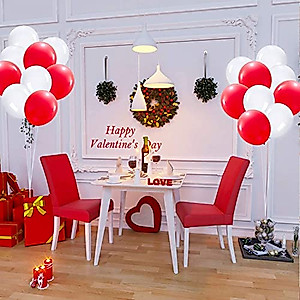 Red and White Balloons, 50pcs 12 Inch Latex Pearlized White and Burgundy Red Balloons, White and Maroon Balloons for Valentine's Day Party Supplies Decoration