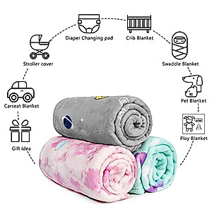 DaysU Plush Flannel Baby Blanket Super-Soft Lightweight, Printed Fleece Baby Blanket for Boys, Portable Bed Throws for Baby Crib and Toddler Bed, Grey Space, 30”x40”