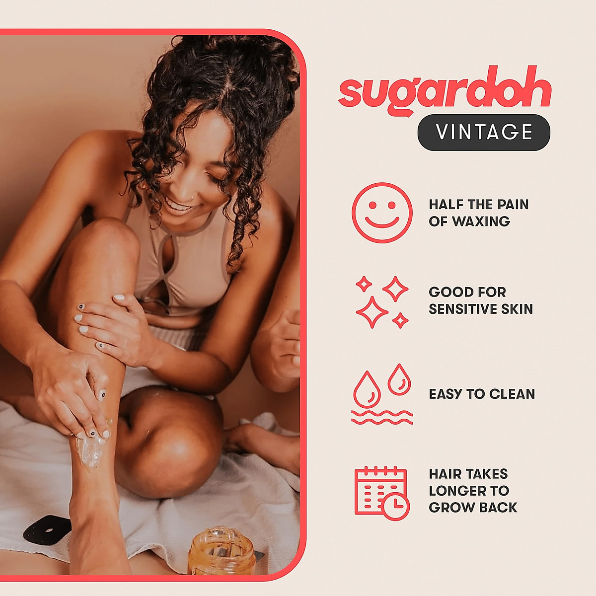 Sugardoh Sugar Waxing Kit for Women As Seen On Shark Tank (Vintage Kit Medium) - Face, Arms, & Legs - Sugar Wax Hair Removal - Sugaring Tiktok Products - Bikini Wax Kit for Women - Sugaring Kit