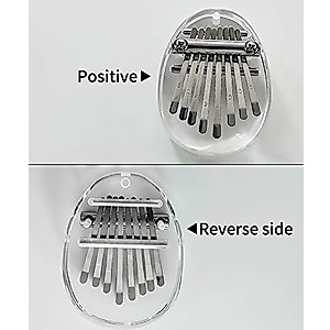 Mini Kalimba 8 Keys Crystal Thumb Piano Best Gift for Kids Adults and Beginners in Birthday Christmas and Other Occasions(Crystal oval)