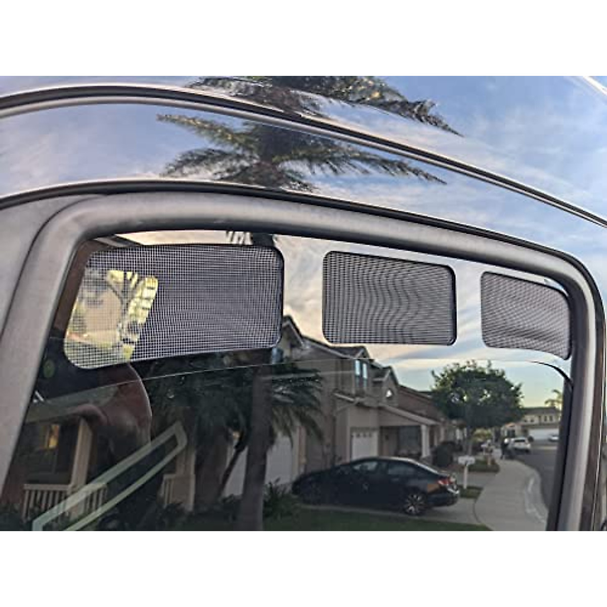 White Top Adventures Bug-out 2.0 Mercedes Sprinter Van window vent screen insert for 2007- Present. Sold as Sets