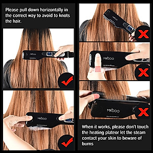 MKBOO Hair Straightener with Steam, Salon Professional Nano Titanium Ceramic Steam Flat Iron with Removable Comb+Digital LCD+5 Level Adjustable Temperature+Auto Temperature Lock Black