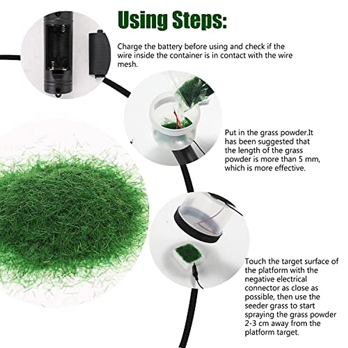 Geevorks Flocking Kit Static Grass Applicator Kit 3-5mm,Static Flocking Applicator for Flocking in Small Area/Sand Table Construction Model