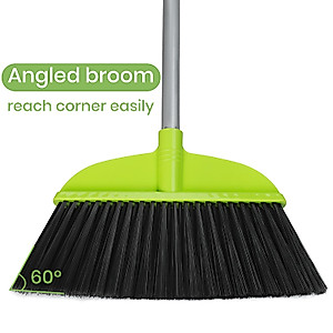 Green Floor Sweeping Brooms 55” House Brooms for Sweeping Indoor Kitchenette Broom for Hardwood Floor Cleaning