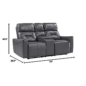 Lexicon Edelweiss Power Double Reclining Loveseat, Dark Gray