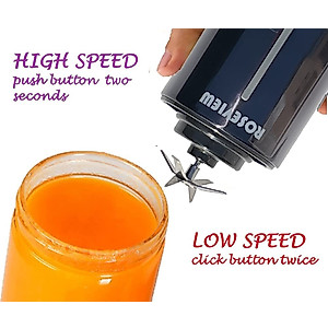 Portable Smoothie blender Glass bottle Mini USB rechargeable 2 battery Handheld Shakes blend Cup USB juicer Cordless (Jet Black)