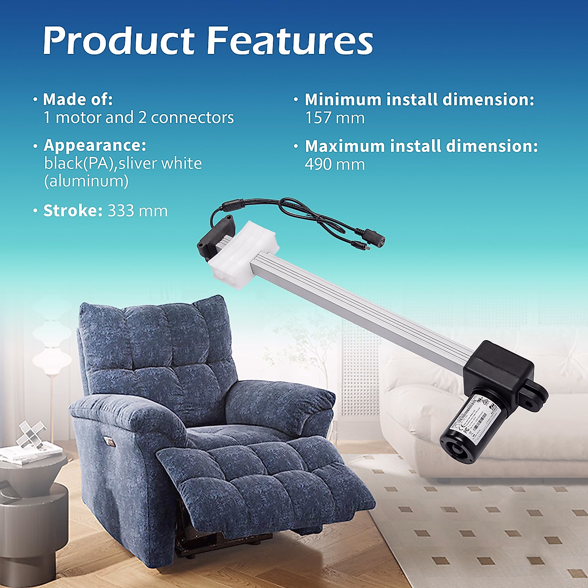 Okin Refined-R Motor Model JLDQ-12 & JLDQ.12.157.333G Power Recliner ...