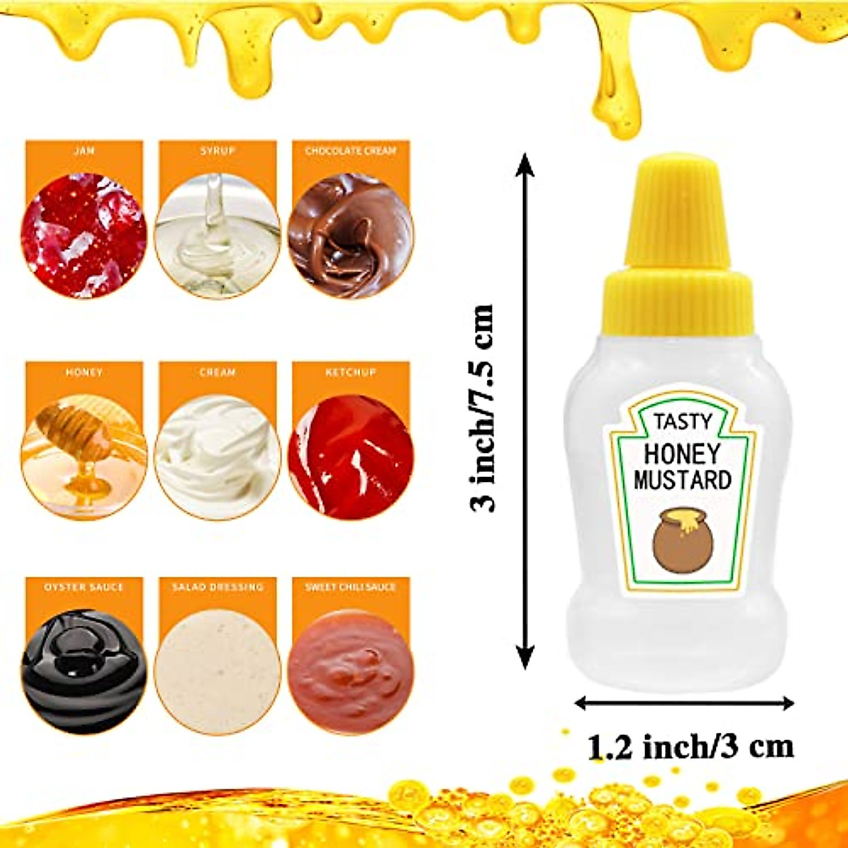 Xuyyicao 12 Pcs Mini Ketchup Bottles,25ml Condiment Squeeze Bottles,Plastic Sauce Container for Kids,Office,Bento Box,Picnic,Honey,Salad Dressing