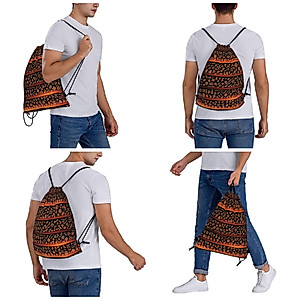 Ancient Rune Pattern Drawstring Backpack For Men And Women'S Sports And Fitness Bag, Large Size, Zippered Pocket, Lightweight, Foldable And Portable For Travel