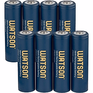 Watson AA NiMH Rechargeable Batteries (2500mAh, 1.2V, 8-Pack)