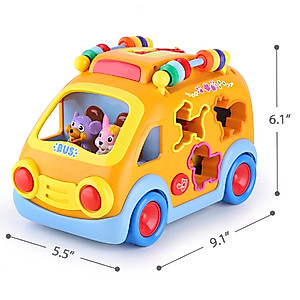 iPlay, iLearn Toddler Music Bus Toy, Baby Push Go Car for 18 Month, Musical Learning Animal School Bus, Kids Educational Learning Toy, Early Development Birthday Gifts for 2 3 4 Year Old Boys Girls