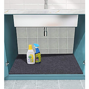 Sensko Under Sink Mat, Kitchen Cabinet Mat, Absorbent/Waterproof，Sink Drip Protector Tray ，Contains Liquids — Protects Cabinets，Washable(24" x 48")