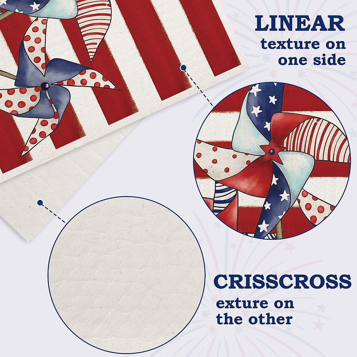 AnyDesign Happy 4th of July Swedish Dishcloths American Flag Stars Truck Gnome Kitchen Dish Towel 7x8 Patriotic Reusable Cotton Kitchen Towel for Independence Day Home Cleaning Housewarming, 6 Pack