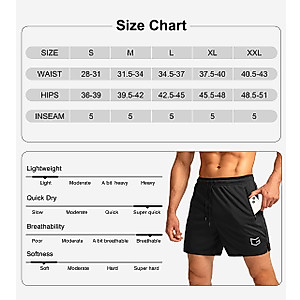 G Gradual Men's Running Shorts with Zipper Pockets Quick Dry Gym Athletic Workout 5" Shorts for Men (Black, Large)