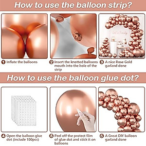 YAOWKY Rose Gold Balloons,100PCS 18In 12In 10In 5In Different Sizes Rose Gold Latex Metallic Balloon Garland Arch Kit for Bridal Weddings Birthday Anniversary Bachelorette Party Decorations