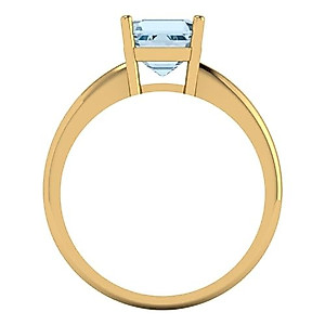 Clara Pucci 1.50 ct Asscher Cut Solitaire Natural Swiss Blue Topaz VVS1 Engagement Bridal Promise Anniversary Ring 18k Yellow Gold 4.5