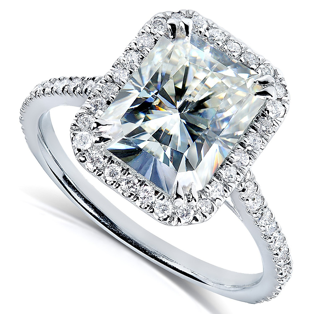 Kobelli Radiant-cut Moissanite Engagement Ring 3 CTW 14k White Gold, Size 5, White Gold