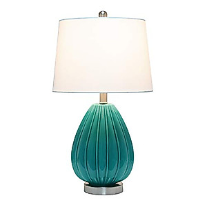 Elegant Designs LT3320-TEL Teal Creased Table Lamp with Fabric Shade