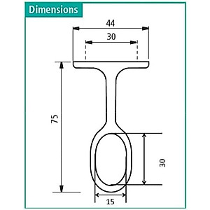 Center Oval Wardrobe Rod Tub Support Bracket with Installation Screws - 15 x 30 mm (Matte Brass)