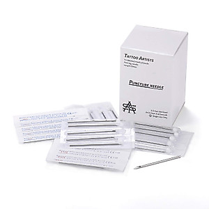 ZS 100pcs Body Piercing Needles - Ear Navel Nose Lip Nipple Piercing, 14G, 15G, 16G, 18G, 20G, Disposable Professional Body Piercing Needles Tool, Tattoo Supplies (15G)