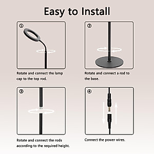 Geciliaoran Grow Light for Indoor Plants, Full Spectrum LED Halo Tall Plant Growing Lights with Stand, Height Adjustable Growth Floor Lamp with Automatic Timer, Dimmable Brightness for Large Plant