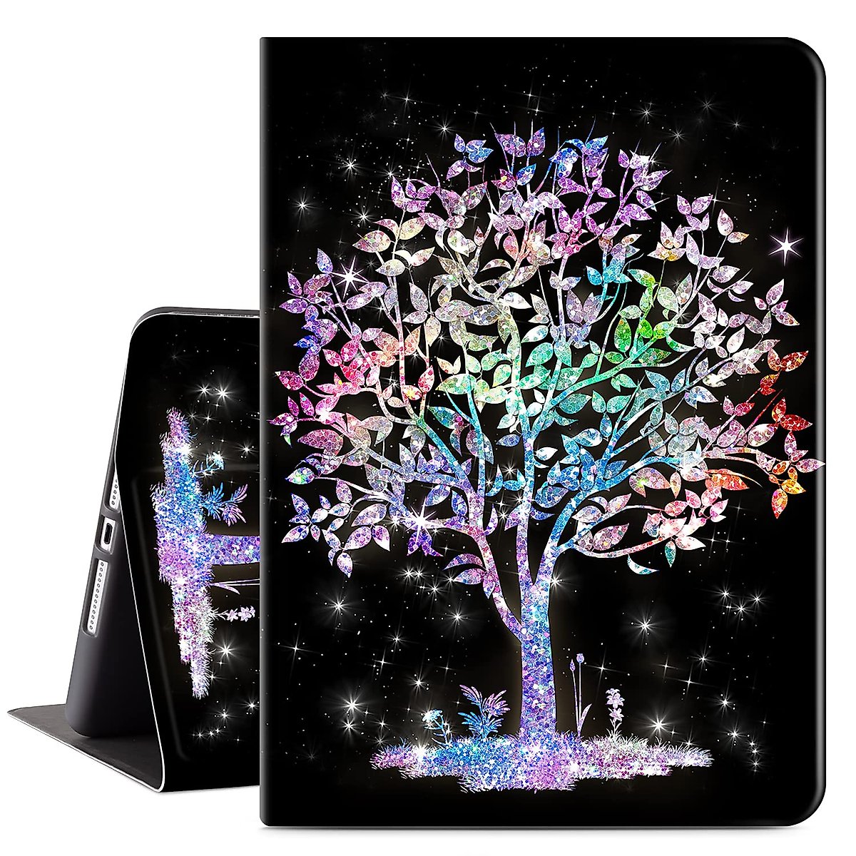 Vimorco Shell Case for ipad 9th Generation 2021/ ipad 8th Generation 2020/ ipad 7th Gen, ipad 10.2 inch Case, Soft Rubber Back Cover, Multiple Stand Auto Wake/Sleep, Glowing Tree