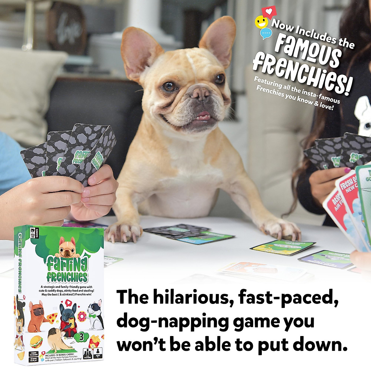 Farting Frenchies - Fast-Paced Strategic Card Game for Kids & Adults - Simple Setup, 20 Min Playtime, 2-4 Players, Ages 7+
