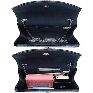 Dasein Womens Clutch Purses Rhinestone Evening Bags Formal Wedding Party Purse Prom Handbags (Navy)