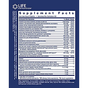 Life Extension Two-Per-Day High Potency Multi-Vitamin & Mineral Supplement - Vitamins, Minerals, Plant Extracts, Quercetin, 5-MTHF Folate & More - Gluten-Free - Non-GMO - 120 Tablets