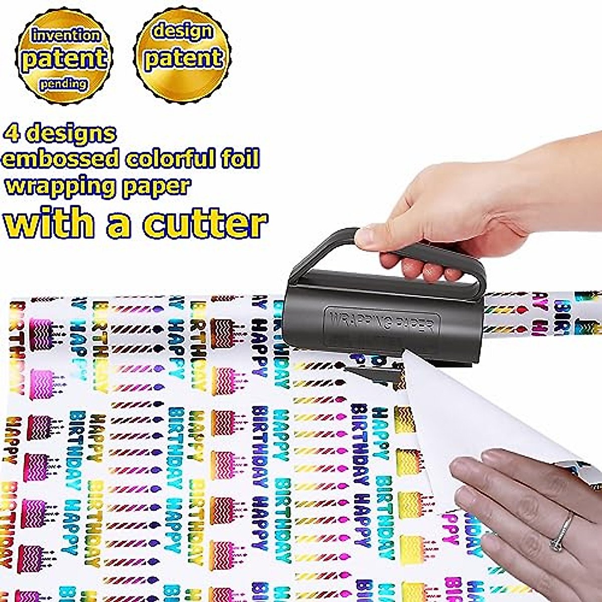 THMORT Birthday Wrapping Paper Roll with a Cutter Kit for Boys&Girls,Adults,Kids Princess Pink Barbies17 Inch X 120 Inch Embossed Foil Wrapping Paper for Gift Wrapping Baby Shower