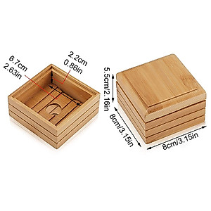 Wood Soap Box, 2pack Bamboo Soap Dish Tray Holder Storage Rack Container Hand Craft Bathtub Shower Dish Accessories Keeps Soap Dry for Bathroom Home Outdoor Hiking Camping Use