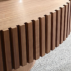 KEVINSPACE Coffee Table Oval 43.7" Wood Coffee Table for Living Room Farmhouse Coffee Table Mid-Century Coffee Table Modern Sofa Side Table Home Furniture Small Space Office Apartment Walnut