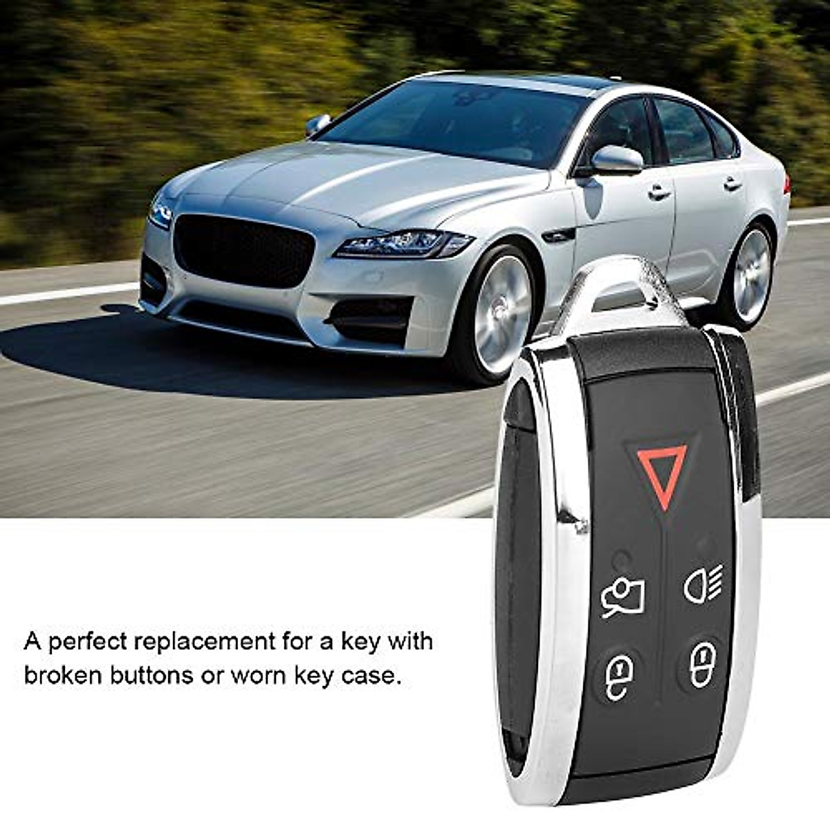 Senyar Car Key Fob, Car Remote Key Fob Shell Case Replacement Fits for Jaguar XF 2009-2012 for Jaguar S-Type 2007-2008 5 Button